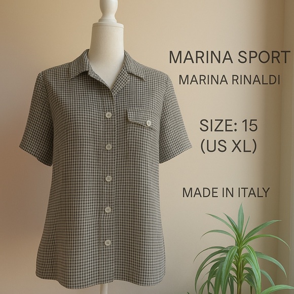 Marina Rinaldi | Tops | Mens Black And White Checkered Shirt | Poshmark